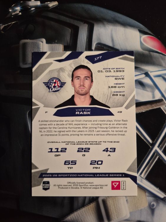 Victor Rask Rapperswil Jona Lakers Sportzoo 2025/26 Blue (Gebraucht) in ...