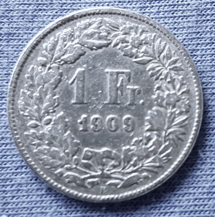 1 Franken 1909 uralte sehr rare Silbermünze ab nur 1 Fr !!! | Kaufen auf Ricardo