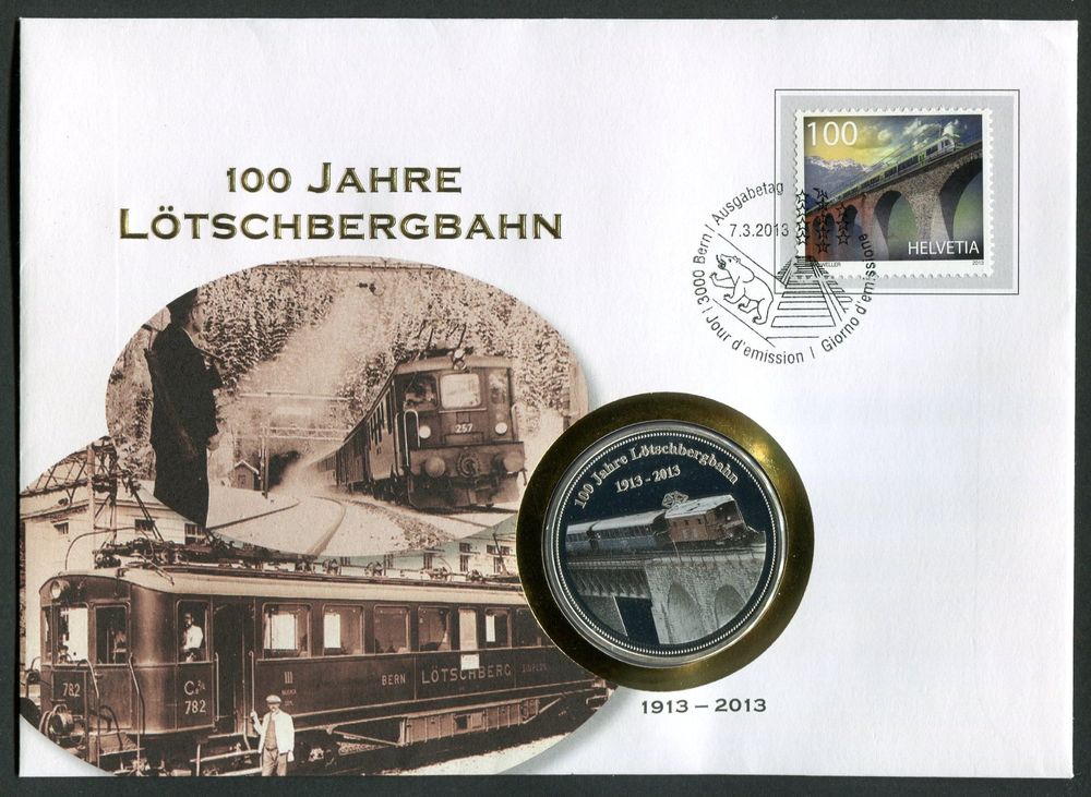 Numisbrief - "100 Jahre Lötschbergbahn" - 1913 - 2013 (Gebraucht) in Röthenbach i. E. für CHF 18 ...