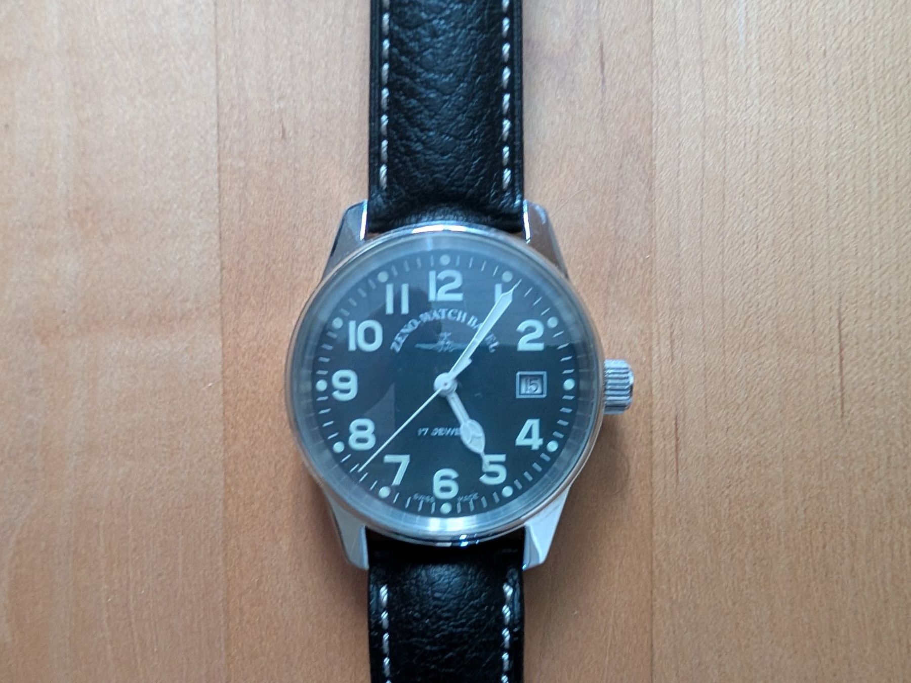 Zeno Uhr "Chrono Pilot Classic", mit Glasboden und Datum (Gebraucht) in ...