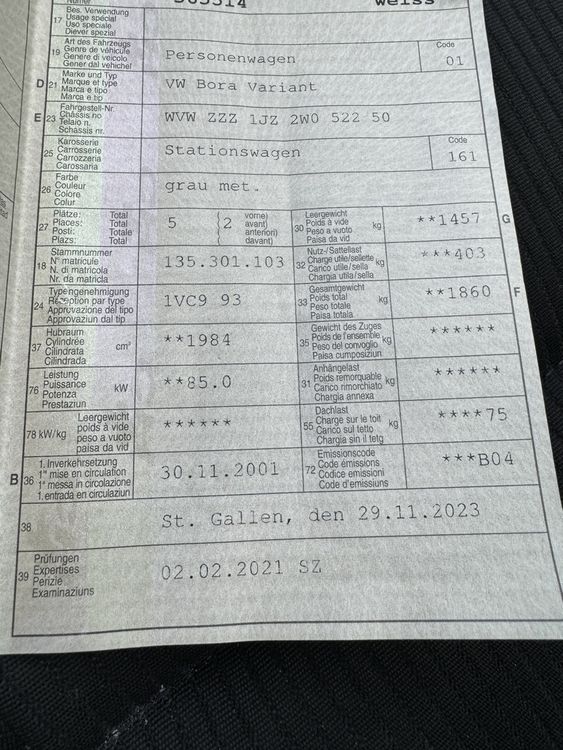 VW Bora 2.0 Benziner B04 | Kaufen auf Ricardo