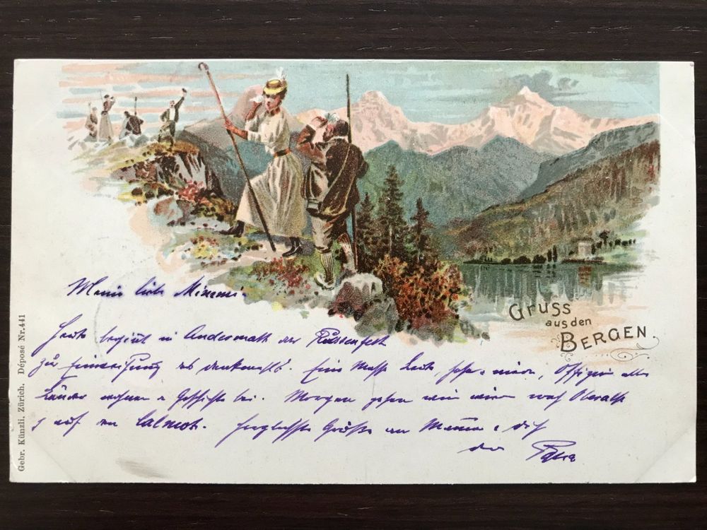 GRUSS AUS DEN BERGEN Litho, Bergwandern, Militärsache, 1898 (Gebraucht) in Wald ZH für CHF 5 ...