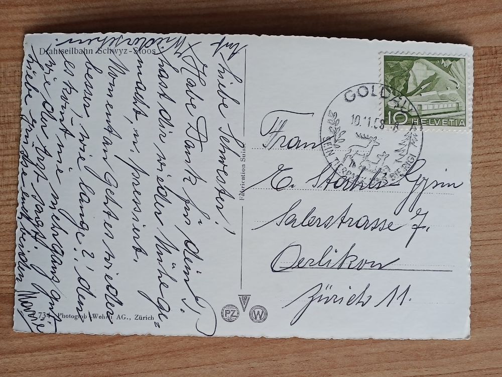 Photo Karte / Drahtseilbahn Schwyz - Stoos Talstation - 1958 (Gebraucht ...