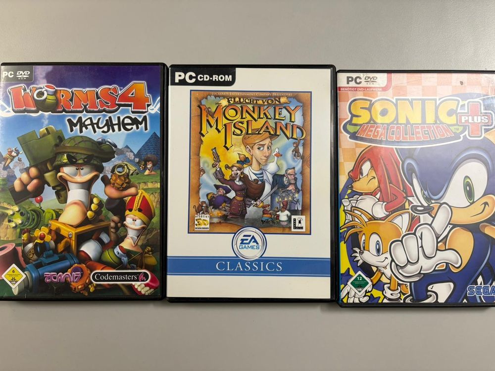 Worms 4, Monkey Island & Sonic - PC Games Klassiker (Gebraucht) in ...