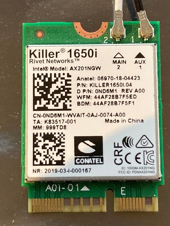 Intel Killer 1650i WLAN AC Dual Band und Bluetooth Modul (Neu (gemäss ...