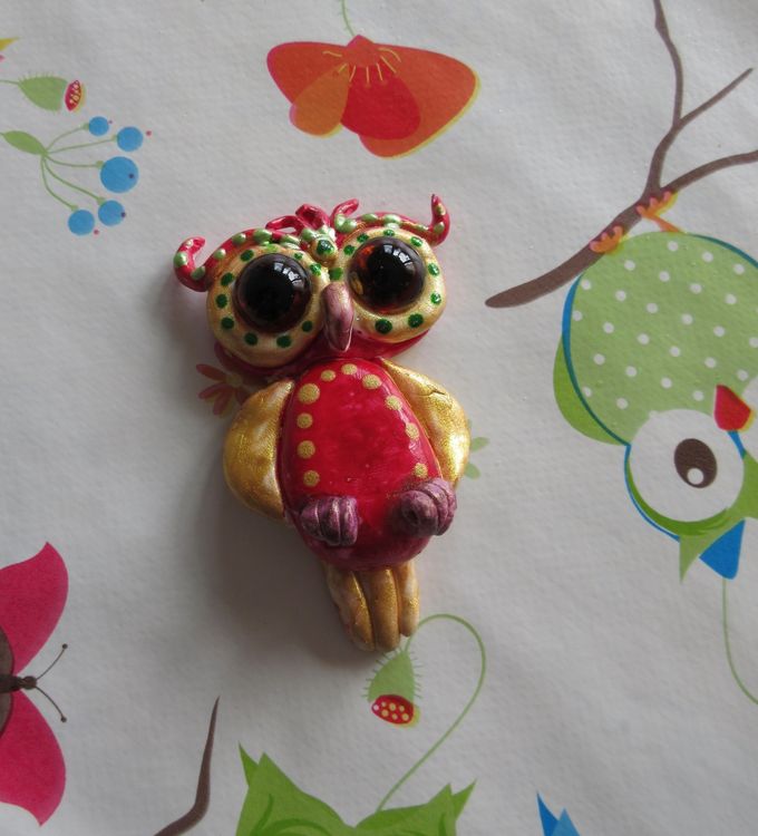 Eule, Uhu, Deko, Aufhänger, Fimo mit Glasaugen (Gebraucht) in Egg b. Zürich für CHF 4 – mit ...