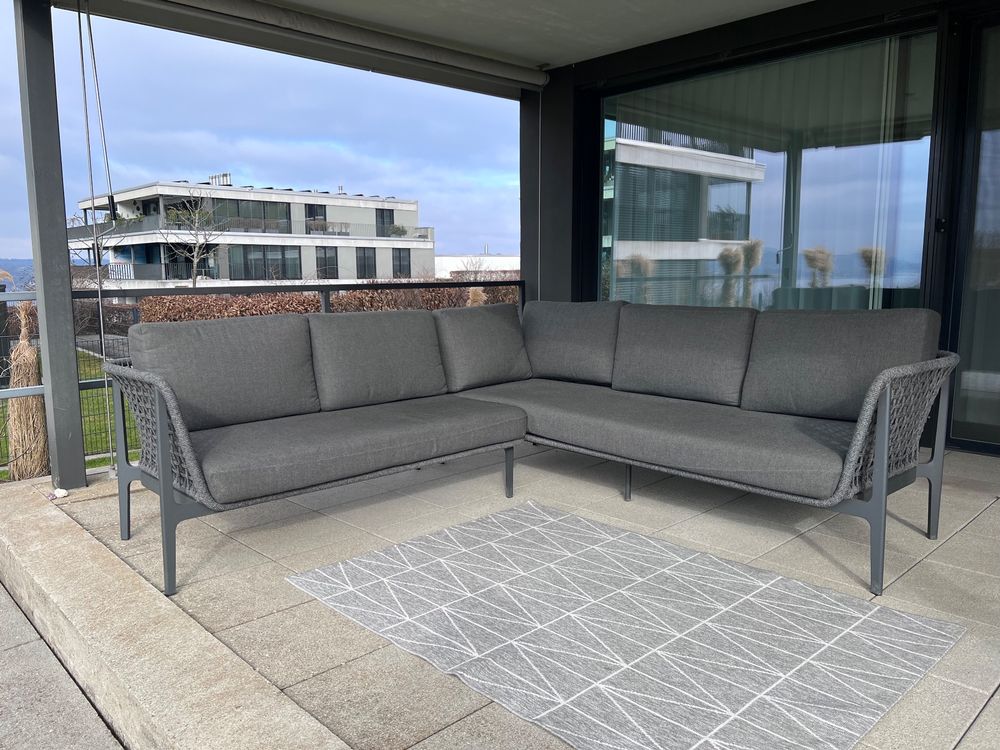 Moderne graue Gartenlounge aus Aluminium & Geflecht (Gebraucht) in ...