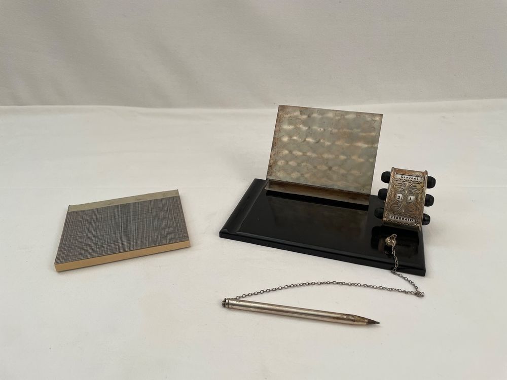 800er Silber Schreibset vintage Stift Block Kalender (Gebraucht) in ...