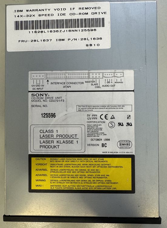 Sony IDE CD-ROM Drive Unit Model No.CDU701-F3 aus IBM-Server | Kaufen ...