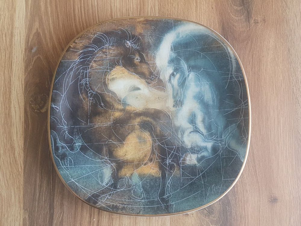 Hans Erni - zwei Pferde Porzellan - Teller | Kaufen auf Ricardo