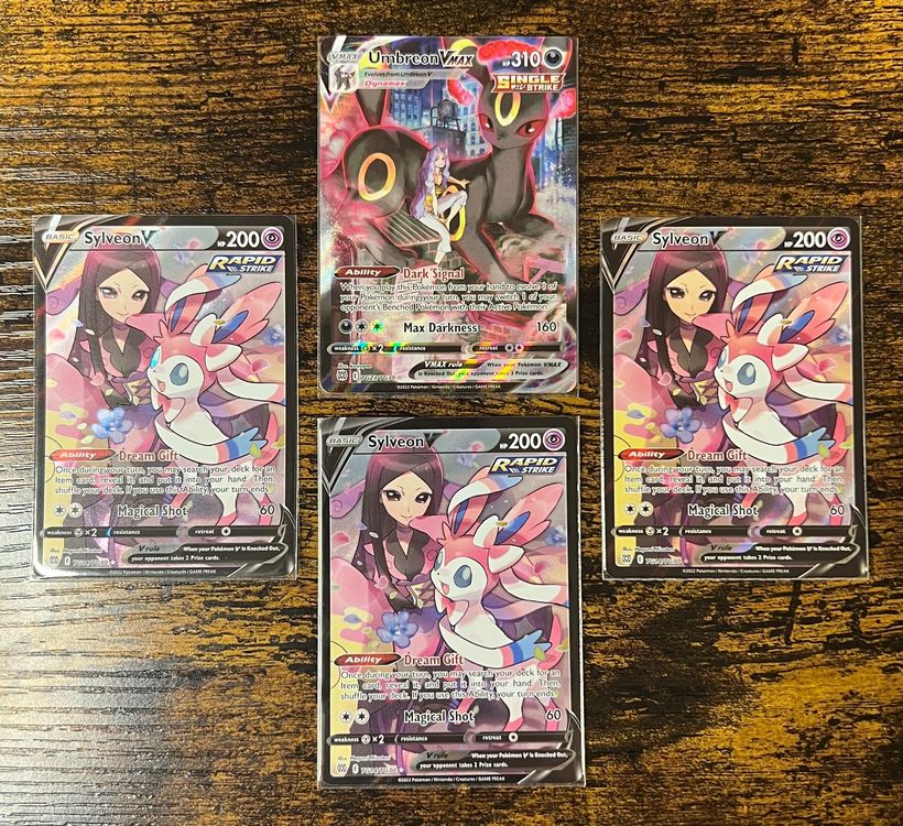 1 Umbreon VMax & 3 Sylveon V TG Boosterfrisch (Neu (gemäss Beschreibung ...