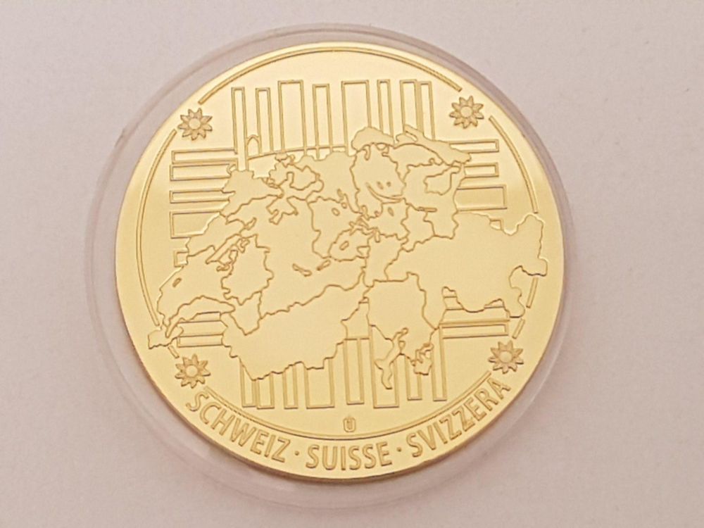 Goldene Schweizer Banknote Prägeung (Nuovo e nell'imballaggio originale ...