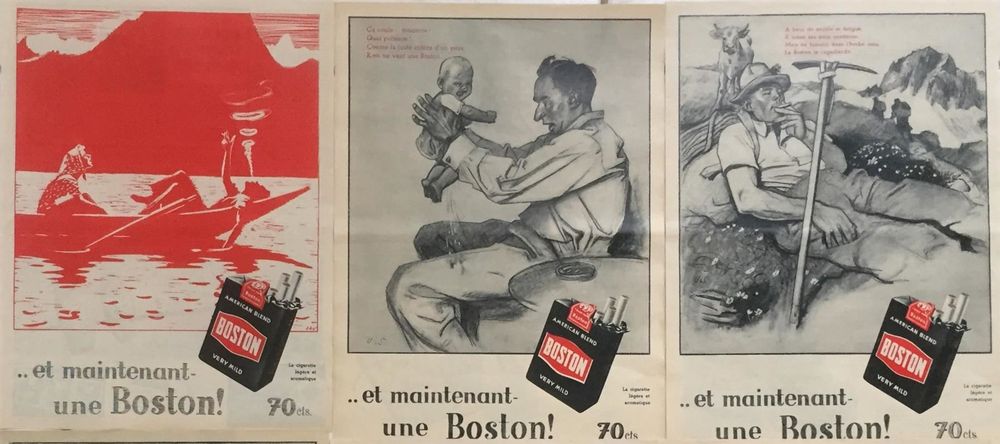 Boston Cigarettes - 6 alte Werbungen / Publicités 1949 (2) (Gebraucht ...