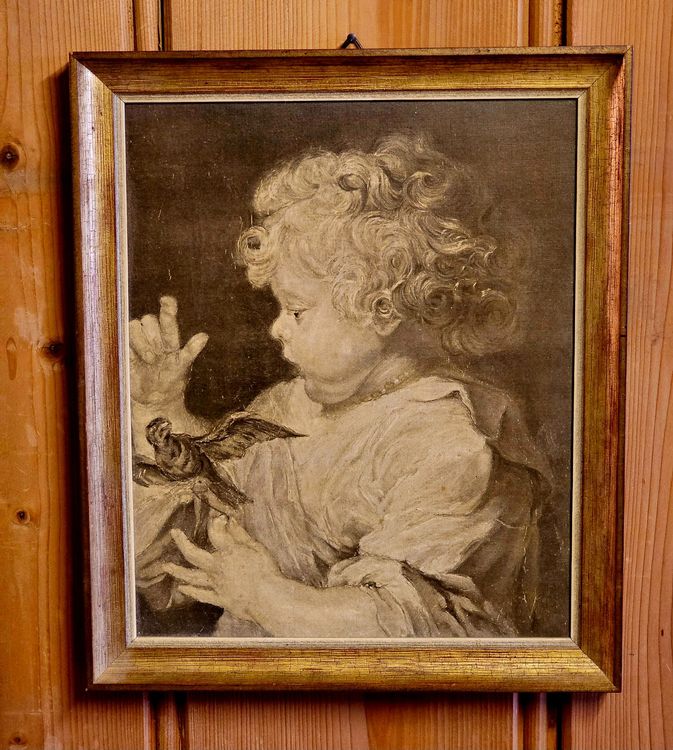 Antikes Gemälde - Kind mit Vogel, gerahmt (Gebraucht) in Pfyn für CHF ...