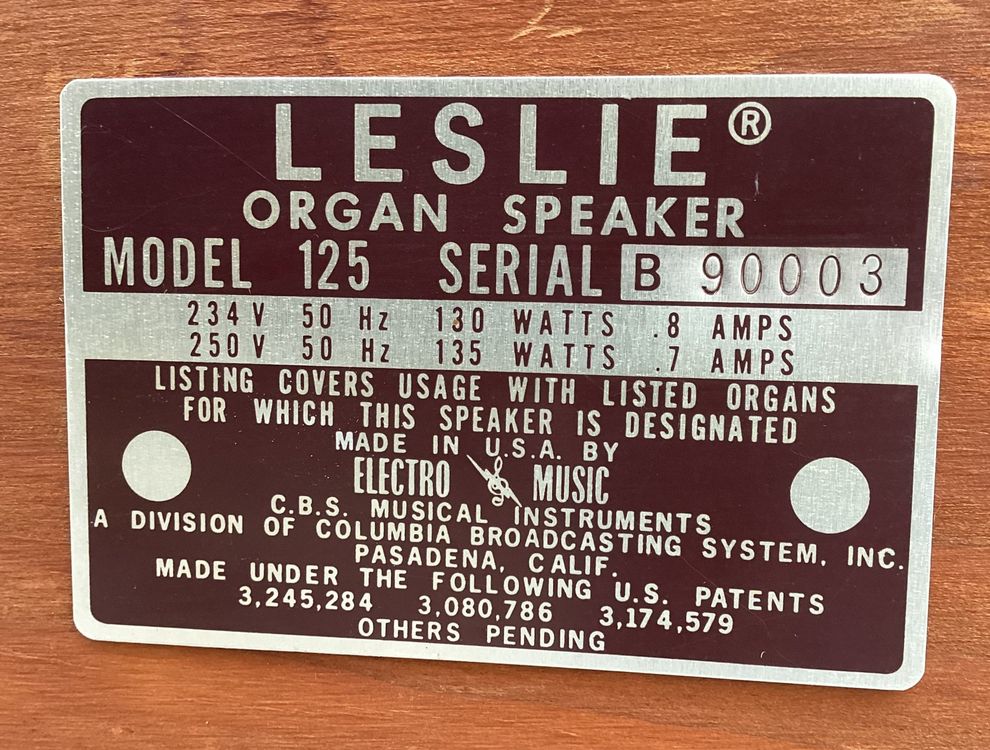 Leslie Amp Modell 125 (original für 230V gebaut) (Gebraucht) in ...