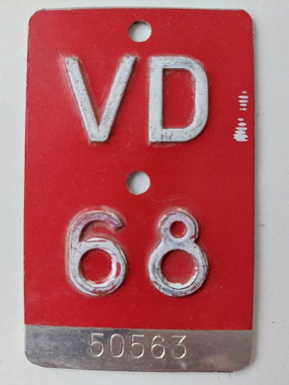 Velonummer VD 68 plaque Velo (D'occasion) à Schenkon pour CHF 20 – avec ...