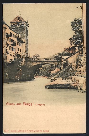 Brugg /Aargau, Flusspartie mit Brücke | Kaufen auf Ricardo