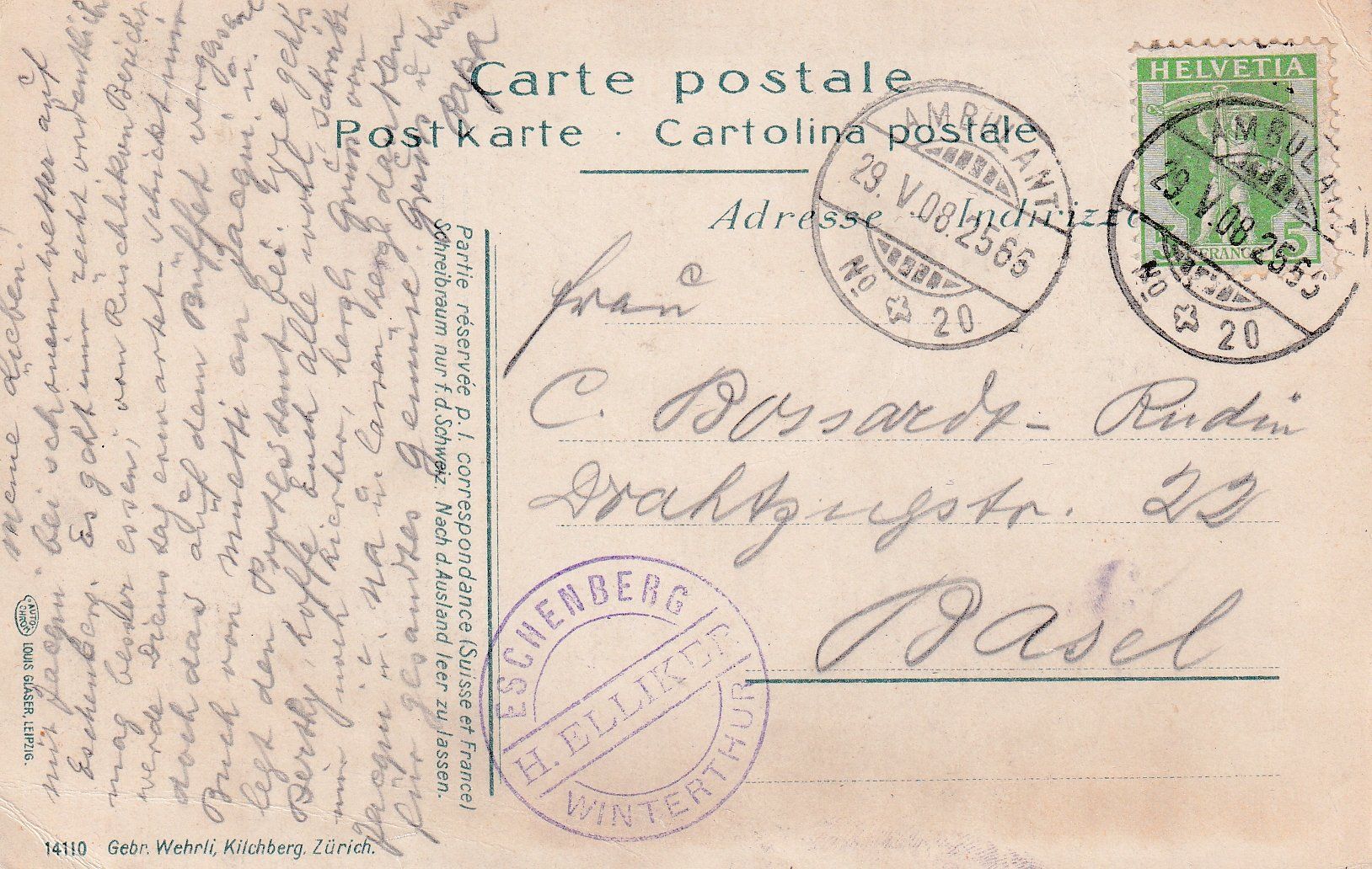 Eschenberg ZH ( Winterthur ) - Wirtschaft um 1908 (Gebraucht) in ...