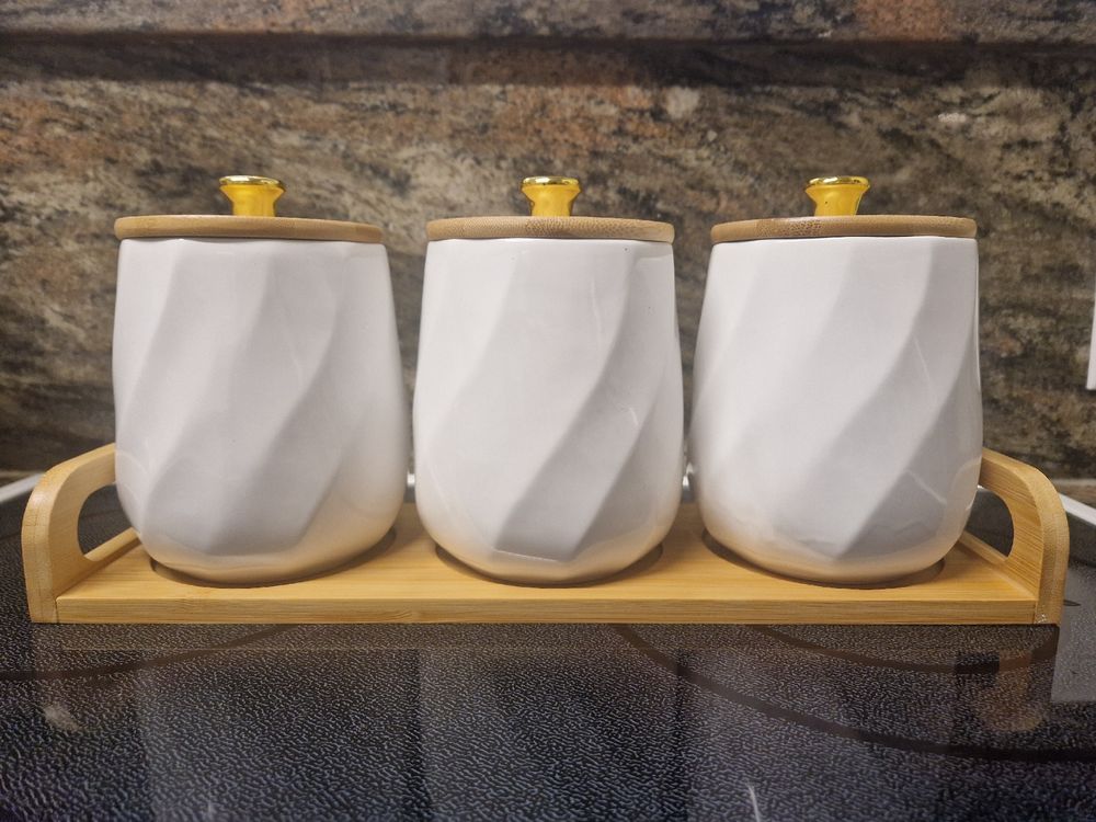 Tee Kaffe Deko Dosen auf Bambusbrett (Neu (gemäss Beschreibung)) in ...