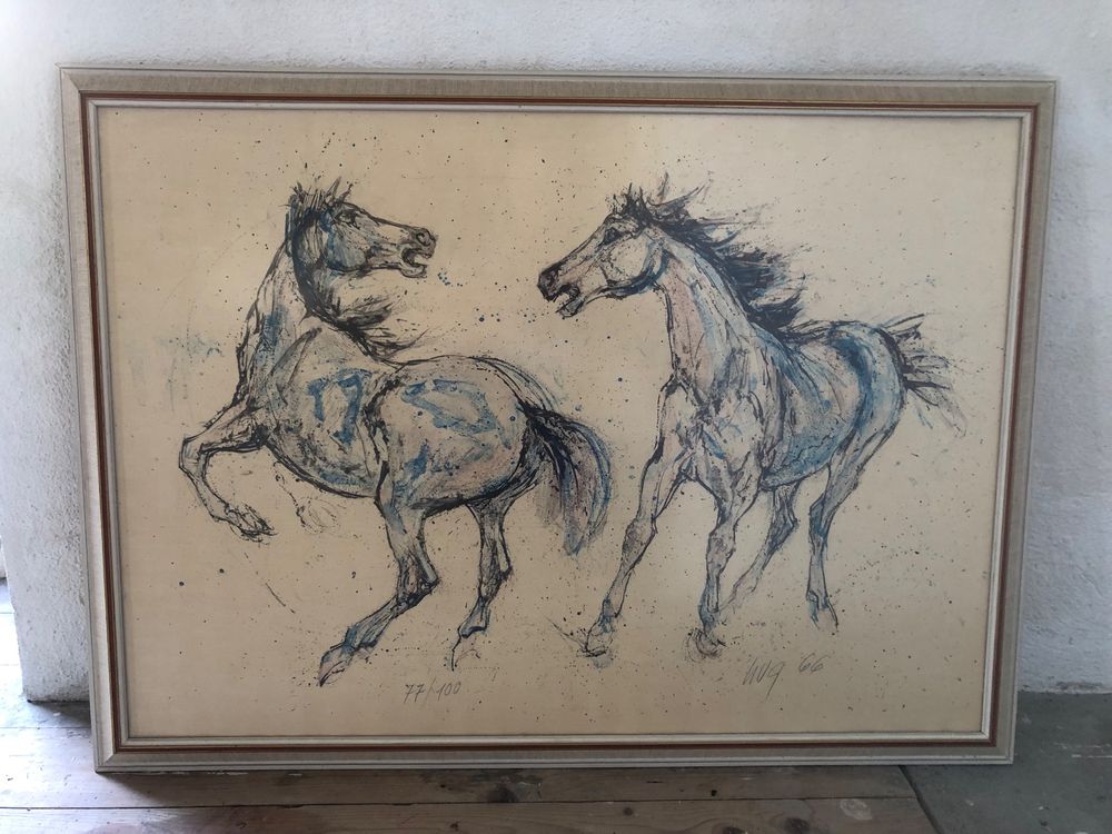 Druck Kunstbild Fritz Hug / Zwei Pferde | Kaufen auf Ricardo