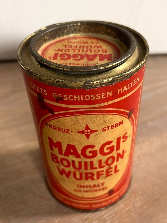 Blechdose MAGGI'S BOUILLON-WÜRFEL 50 Würfel Kreuzstern CH (Gebraucht ...