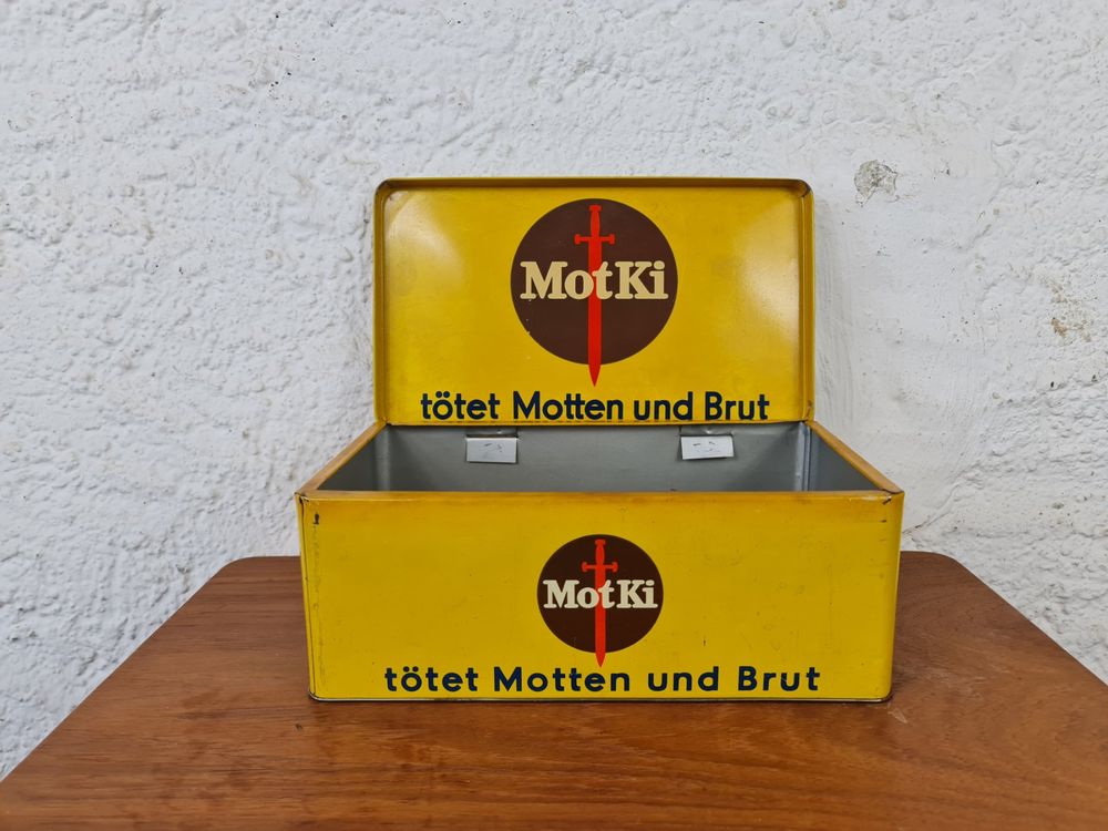 Antike MotKi Blechdose Motten Reklame 1930er | Kaufen auf Ricardo