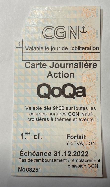 Tageskarte / Carte Journalière CGN / 1. Klasse / 1ère classe | Kaufen auf Ricardo