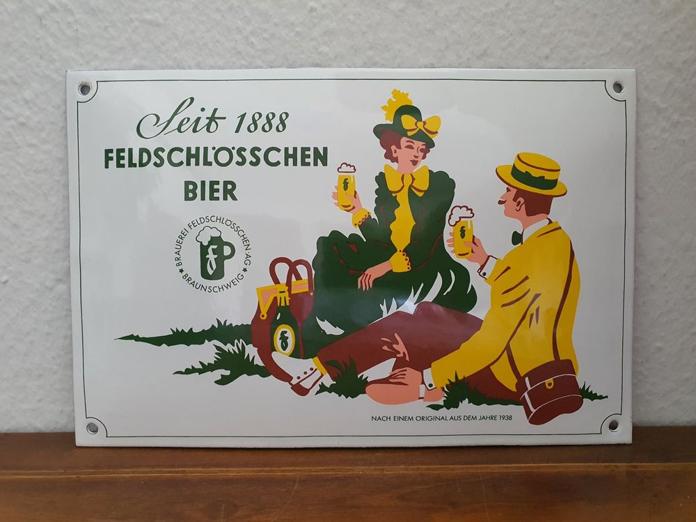 Emailschild Feldschlösschen Bier Emaille Schild Brauerei (Neu (gemäss ...