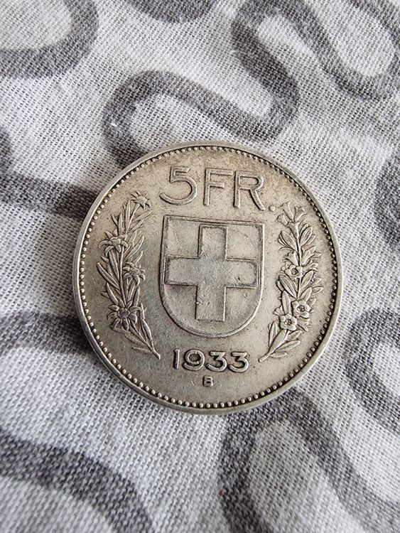 5Fr. Silbermünze Jahrgang 1933 (Gebraucht) in Buchs AG für CHF 8 – mit Lieferung auf Ricardo kaufen