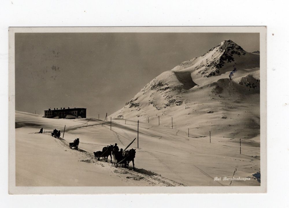 Bernina Hospiz Winter Schlitten speziell Foto AK 1935 | Kaufen auf Ricardo