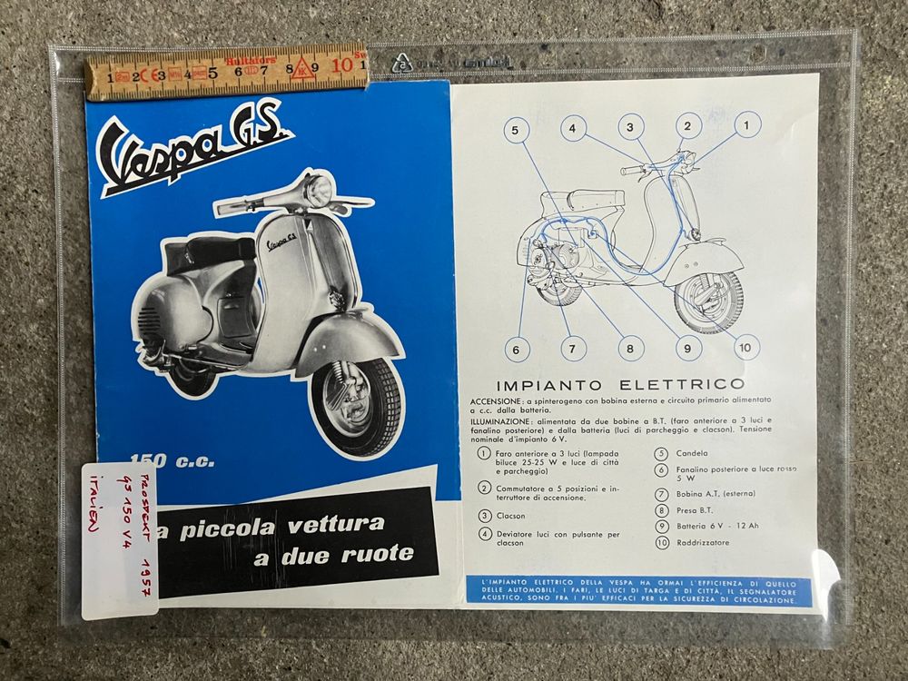 Prospekt Vespa GS 150 V4 1957 Original selten (Gebraucht) in Murten für ...