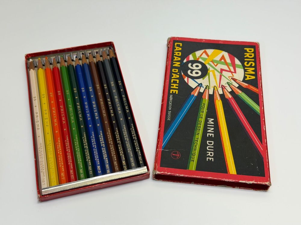 CARAN D'ACHE PRISMA 99, ANTIKE KARTONSCHACHTEL, 12 FARBSTIFT (Gebraucht ...
