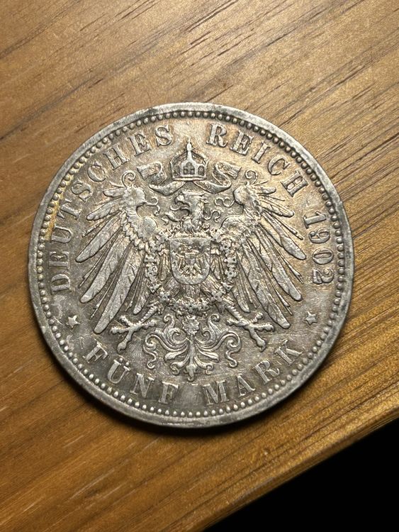 5 Mark Baden 1902 deutsches Reich, grosse Silbermünze | Kaufen auf Ricardo