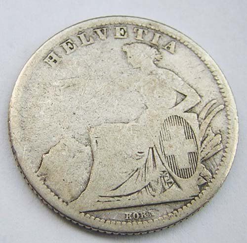 1861, 1 Franken, Silber, Sitzende Helvetia (Gebraucht) in St. Gallen für CHF 16 – mit Lieferung ...