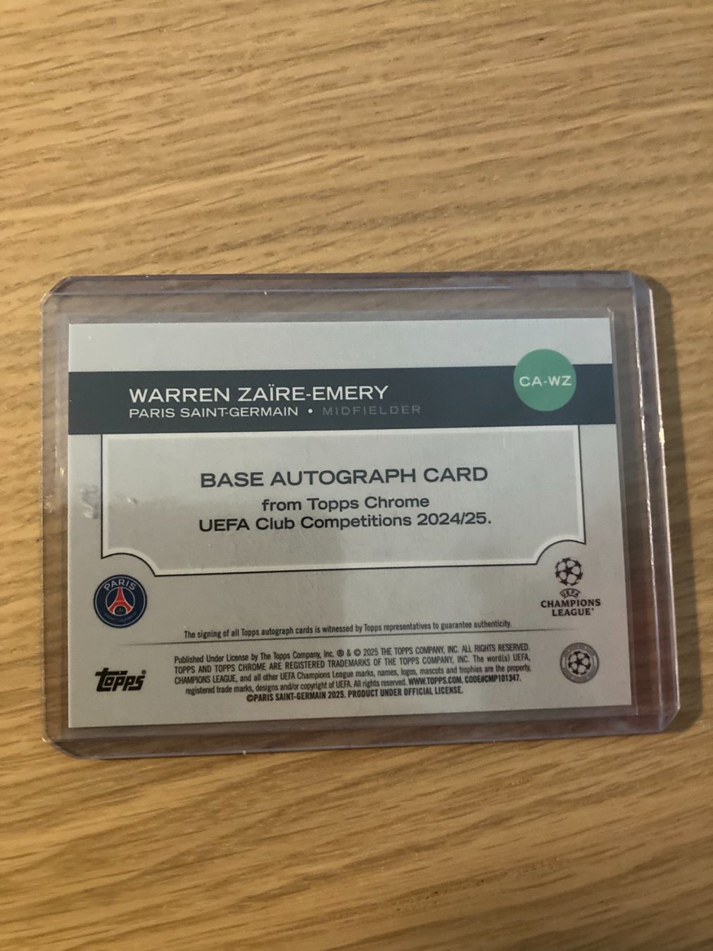 Topps Chrome UEFA 2024-25 - Warren Zaire-Emery Auto (Gebraucht) in La ...