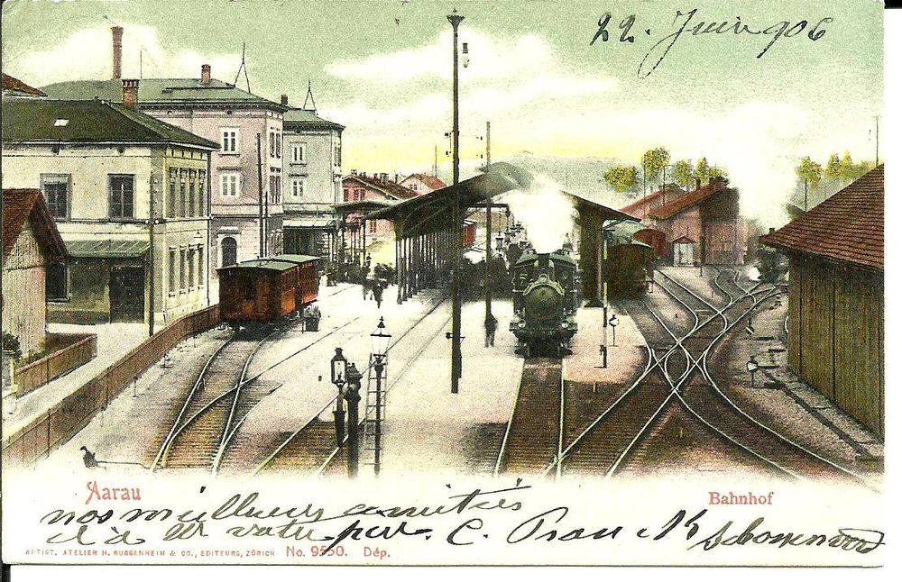 AK AARAU BAHNHOF BAHN DAMPFLOKOMOTIVE 1906 | Kaufen auf Ricardo