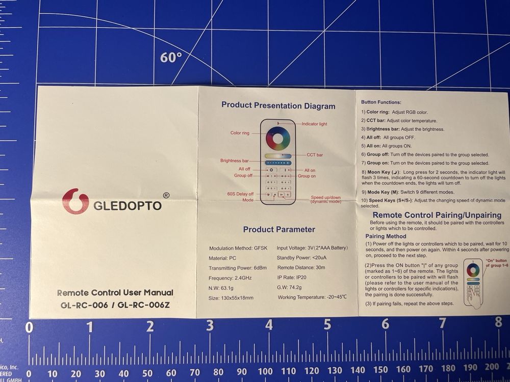 GLEDOPTO RGB+CCT Remote Control GL-RC-006Z -NEW in box! (Neu (gemäss ...