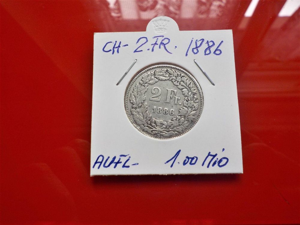 ALTE CH- 2 Fr. SILBER Münze 1886 (Gebraucht) in Glis für CHF 13 – mit Lieferung auf Ricardo kaufen