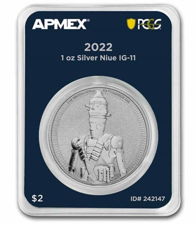 1 OZ Silbermünze STAR WARS IG-11 PCGS Niue 2022 (Neu und ...