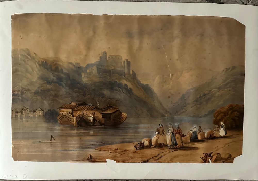 Antike Landschafts Aquarell mit Persosen | Kaufen auf Ricardo