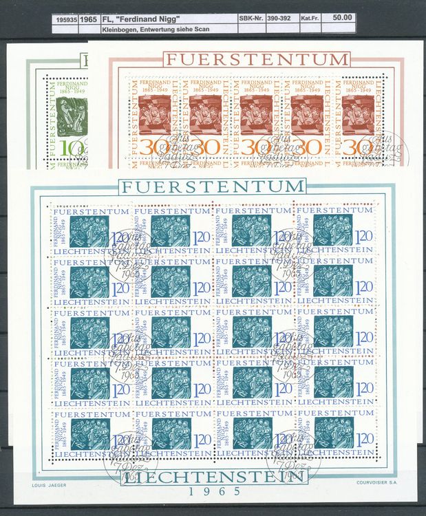 1965 FL, "Ferdinand Nigg" - Kleinbogen | Kaufen auf Ricardo