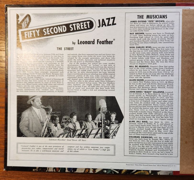 RARE Dizzy GILLESPIE / Coleman HAWKINS 52nd Street Album (Gebraucht) in ...