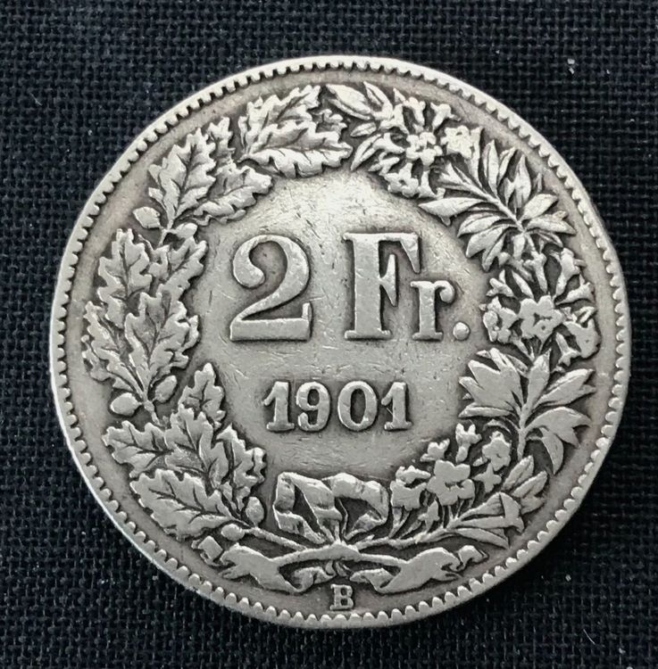 Schweiz 2 Franken Silber Jahrgang 1901 (Gebraucht) in Winterthur für CHF 70 – mit Lieferung auf ...