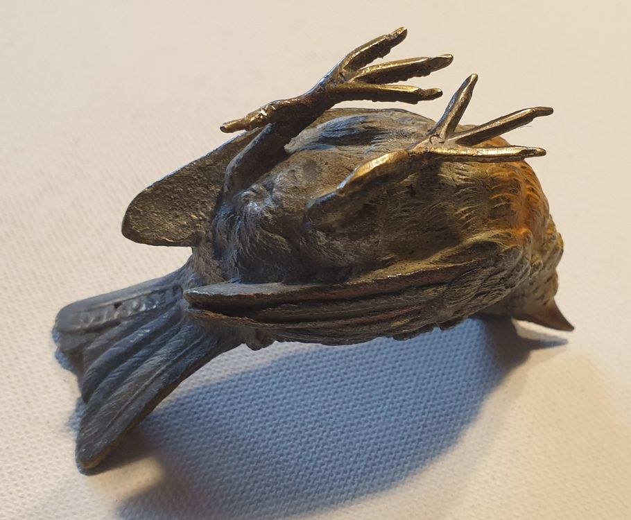 Rotkehlchen Statue Skulptur Kunst Bronze Figur Vintage Vogel (Gebraucht ...