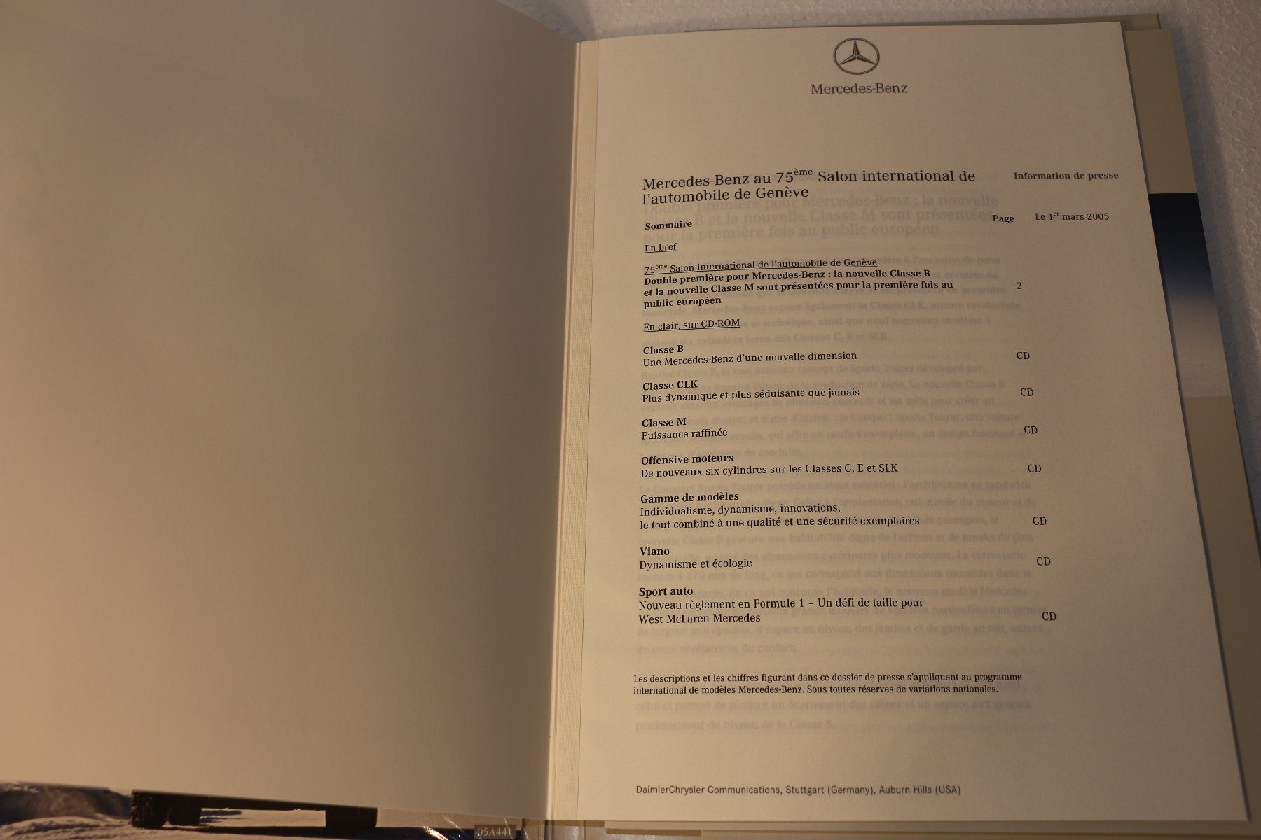 Pressemappe Mercedes Benz Class B / M / CLK 2005 (Neu und ...