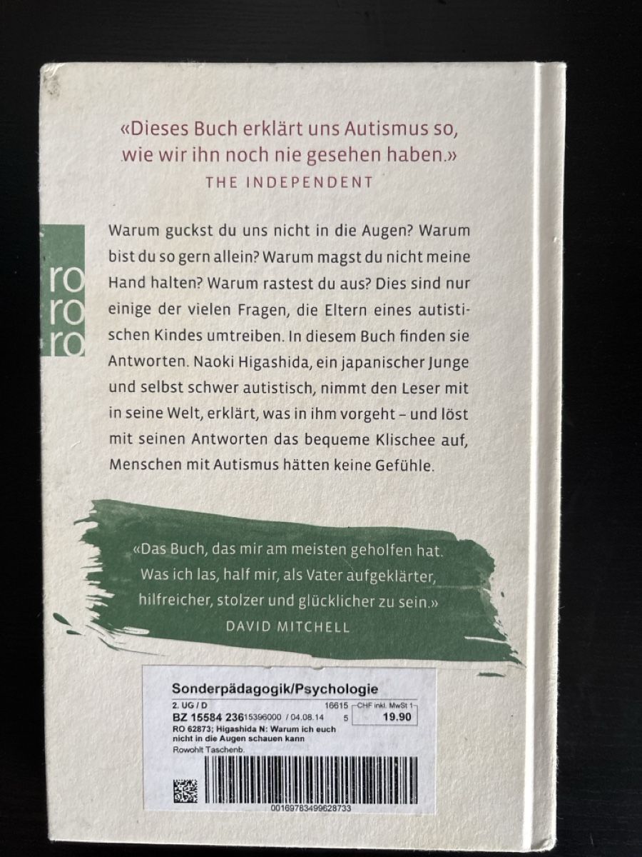 Naoki Higashida: Warum ich euch nicht in die Augen schauen k (Gebraucht) in Liebefeld für CHF 5 ...