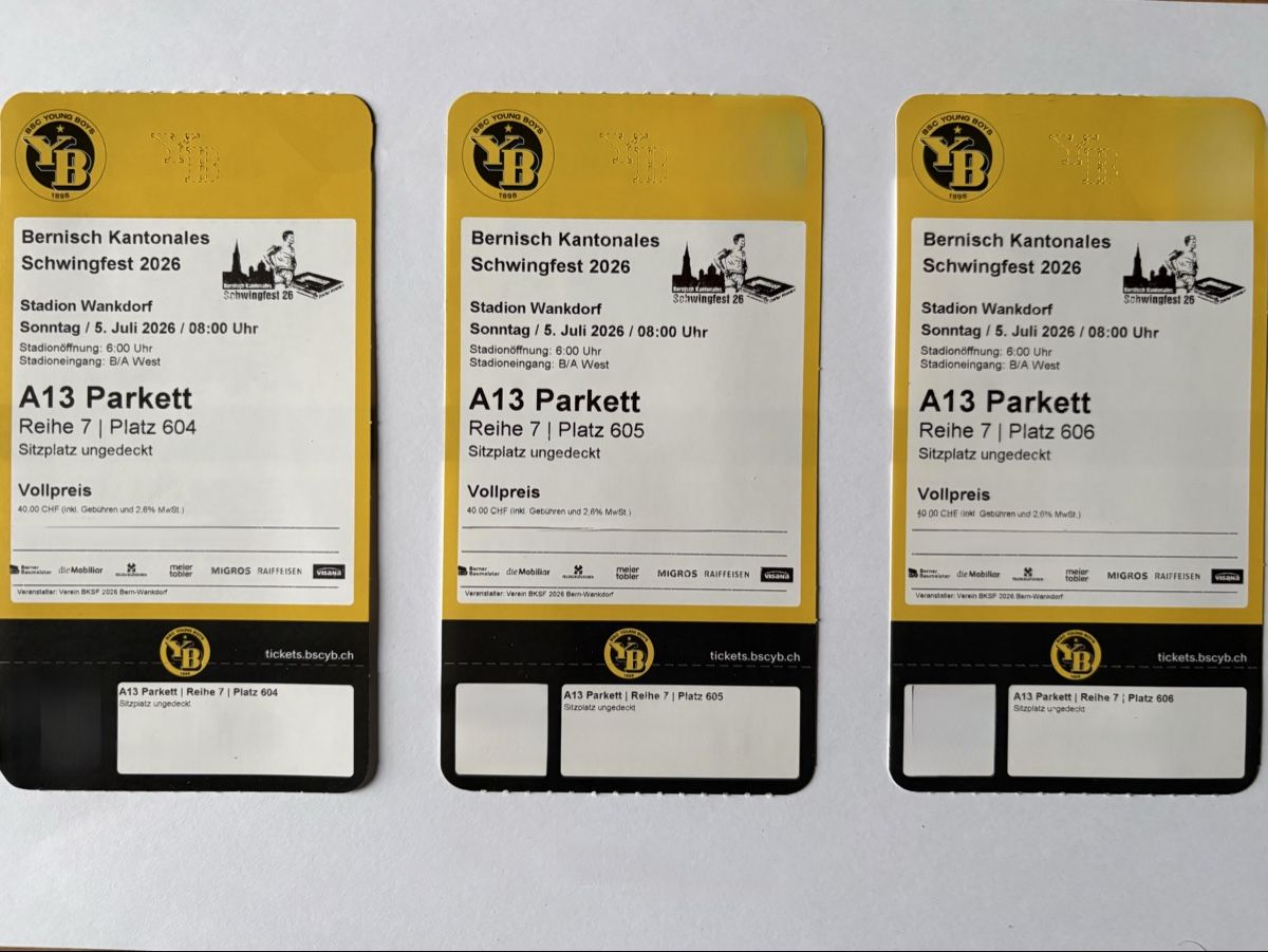 Bernisch Kantonales Schwingfest 2026 - 3 Sitzplätze (Neu (gemäss ...