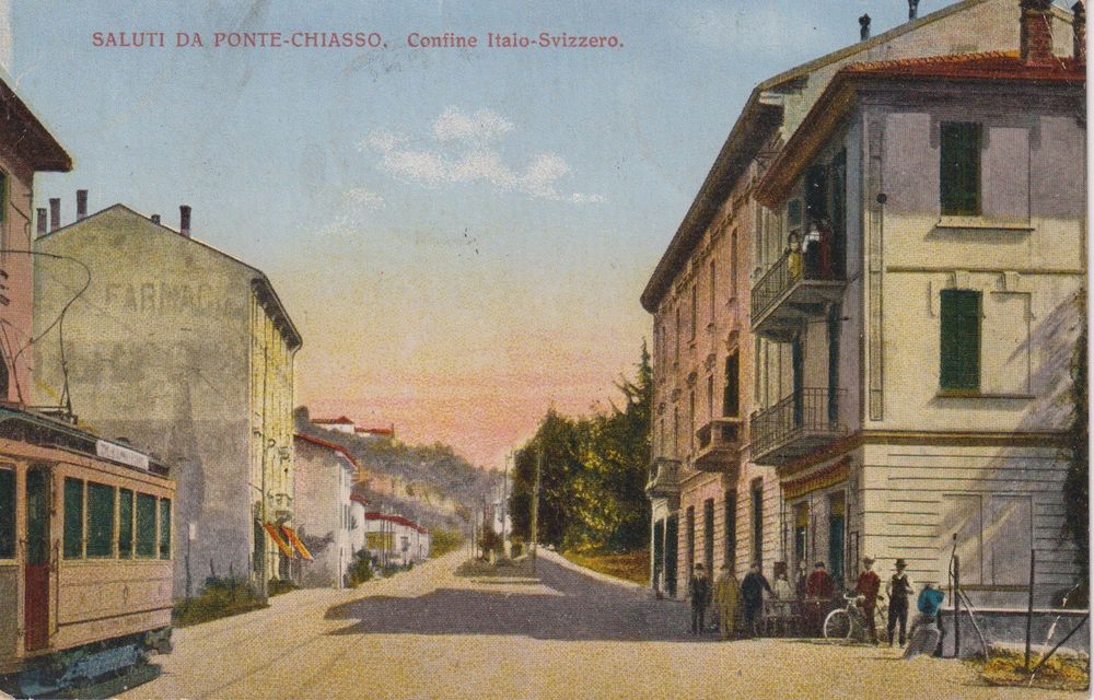 AK Ponte Chiasso, confine Italo-Svizzero con tram 1921, rara | Kaufen ...