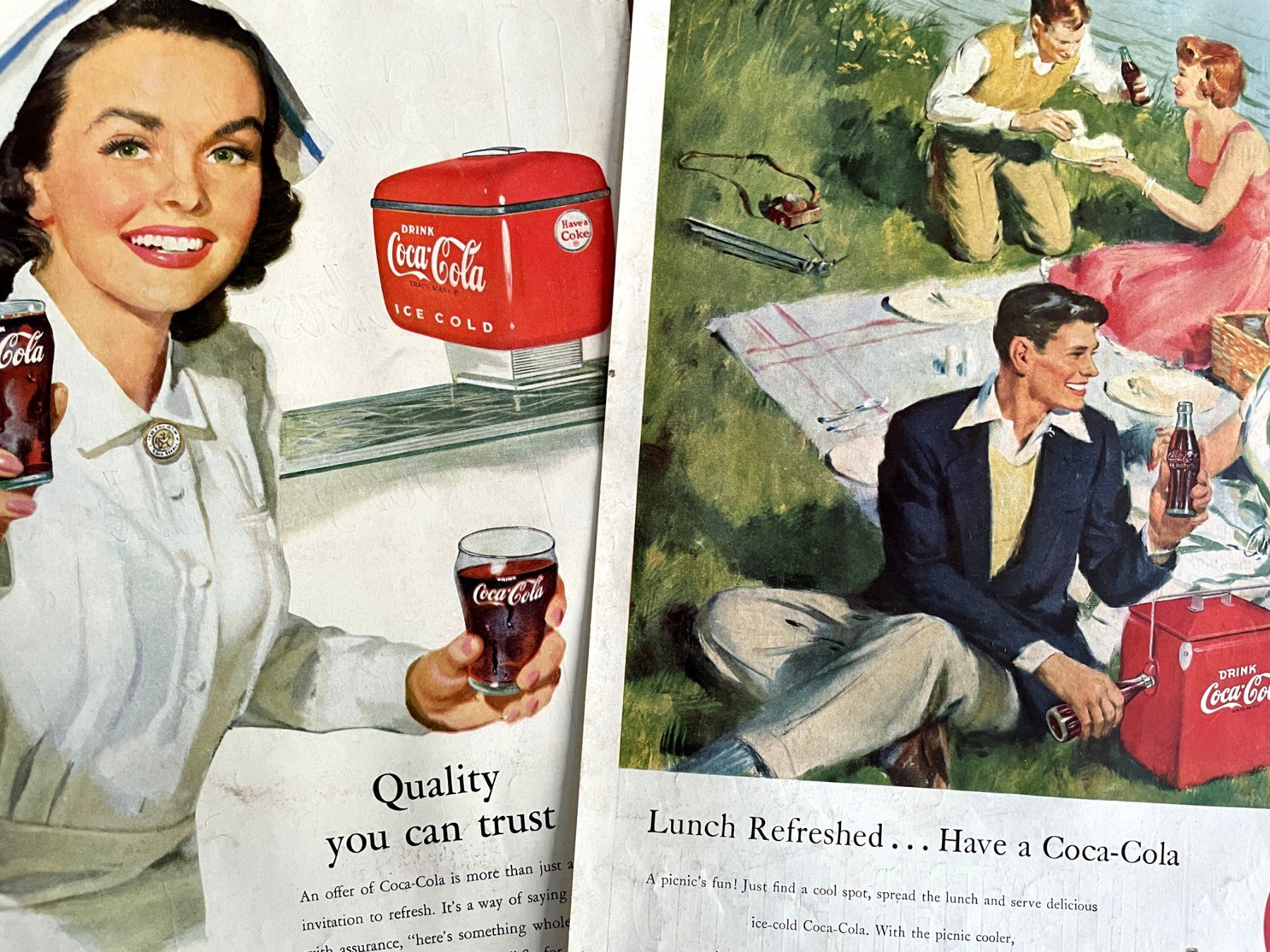 Coca Cola - 2 alte Werbungen / Publicités 1949/51 (Gebraucht) in ...