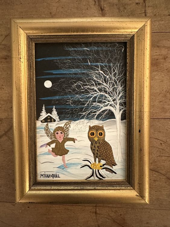 Bild “Engel & Eule gold” vom basler Kunstmaler M. Ivan Grill (Gebraucht ...